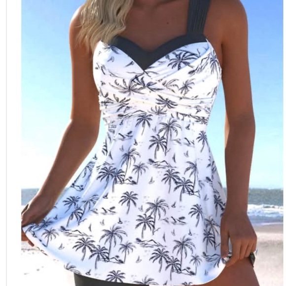 modlily | Swim | Nwt Black And White Palm Print Swim Tankinis | Poshmark